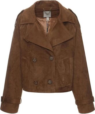 Urban Code Femme, Vestes, Brun, Taille: 36 FR Square Synthetic-Suede Gabardine Jacket