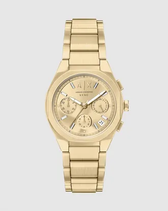 A|X Armani Exchange Sync Chronograph-Uhr aus goldfarbenem Edelstahl in Gold