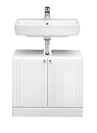 PELIPAL Waschbeckenunterschrank Quickset 955 in Weiß Hochglanz, 65 cm breit | Waschbeckenschrank ohne Waschbecken mit 2 Türen