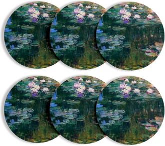Fabulous Untersetzer, rund, Basis Kork, Monet Les Nympheas, Farbe Frankreich, 6 St&uuml;ck (95 x 95 mm)