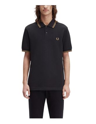 Fred Perry Poloshirt mit Zwei Spitzen, Schwarz, Schwarz schattiert, XL