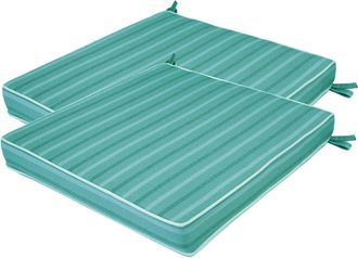 Delindo Lifestyle Sitzkissen Rio zum Festbinden, im 2er-Set, mit Fleckschutz, uv-best&auml;ndig und abwaschbar f&uuml;r Indoor und Outdoor, t&uuml;rkis, 40x40 cm