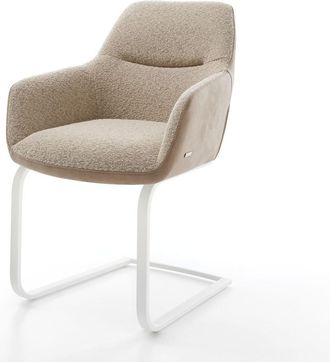 DELIFE Freischwinger Pejo-Flex Materialmix Schlamm Freischwinger flach Wei&szlig; Taschenfederkern, Esszimmerst&uuml;hle