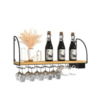 Generic Weinregal-Wandhalterung, Weinregal Metall, Einfach und Modern, Große Kapazität, Privaten und Gewerblichen Gebrauch(Black,Medium)