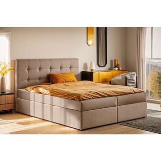 KAISER Boxspringbett mit matratze und bettkasten, Schlafbett ludano stoff Noel 120x200 cm Beige