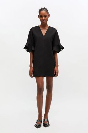 Ganni Robe courte à volants noire Jet Noir - Taille 38