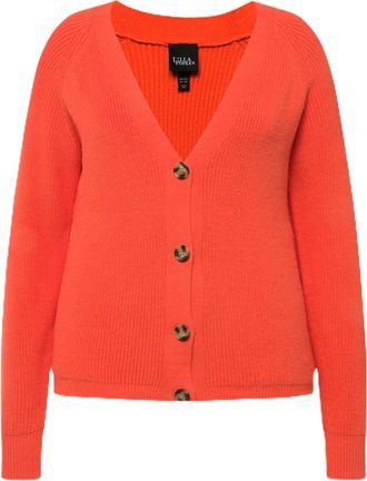 Ulla Popken Damen, gro&szlig;e Gr&ouml;&szlig;en, Strickjacke, Uni mit gro&szlig;en Kn&ouml;pfen