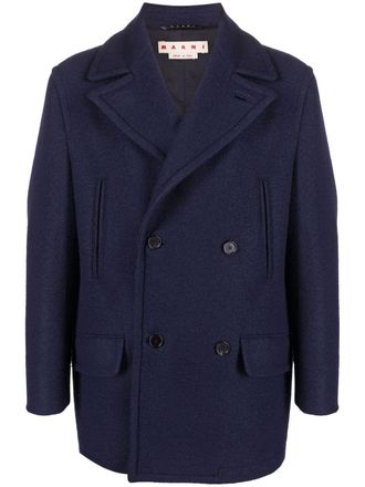 Marni manteau en laine &agrave; boutonni&egrave;re crois&eacute;e - Bleu