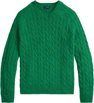 Polo Ralph Lauren pull en maille torsadée à coudières - Vert