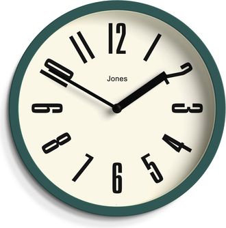 Jones Clocks Hot Tub wanduhr | Kleine Retro runde Uhr | 20cm | Dunkelgrün | Leicht lesbare Zahlen | Ideal für küche, büro, kinderzimmer, großen oder kleinen Raum