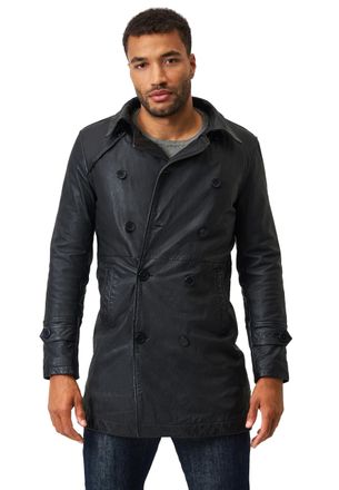 Ricano Salvatore - zweireihiger Herren Ledermantel (Slim Fit) - hochwertiges Lamm Nappa Leder (DE/NL/SE/PL, Alphanumerisch, 4XL, Regular, Regular, schwarz)