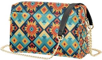 Mnsruu Sacs à bandoulière pour femme, sac à main en cuir à motif mandala indien bleu