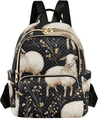 Mnsruu Mini sac à dos pour femme, motif mouton, noir, petit sac à dos tendance pour femme, sac à dos décontracté, Multi744, M