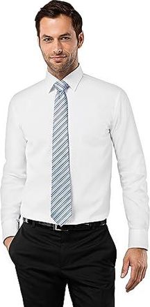 Vincenzo Boretti Chemise Homme Coupe Normale Regular-fit, 100% Coton, Tissu Infroissable et agréable à Porter, Manches-Longues, col Kent, Unie Blanc 41-42