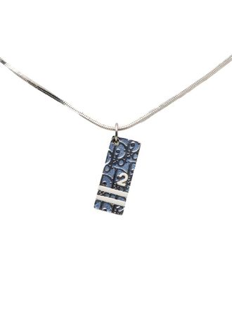 Dior collier Oblique Trotter Pendant Necklace en plaqu&eacute; argent 20e si&egrave;cle
