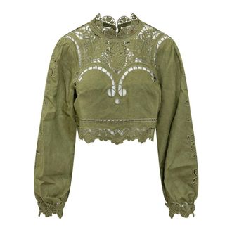 Farm Rio Farm Rio, Femme, Blouses et Chemises, Vert, Taille: 42 FR Chemisier Court Richelieu