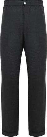 Alpha Studio Homme, Pantalons, Noir, Taille: L Linen Pantalons