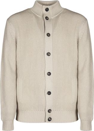FILIPPO DE LAURENTIIS Homme, Pulls, Beige, Taille: XL Cardigan Boutonn&eacute; en Maille C&ocirc;tes Anglaises