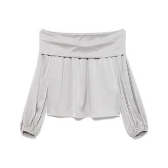 D.exterior Hellgraue Satinbluse mit Wasserfallausschnitt - - Blouses & Shirts - Damen - Grau - L