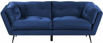 Beliani Sofa 3-Sitzer LENVIK Samtstoff Marineblau