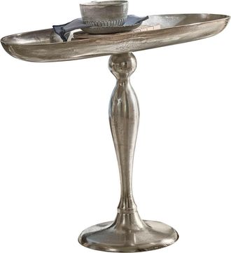 Loberon Beistelltisch Stonebrook, Handgegossen, Einzigartige Geschwungene Form, Elegantes Finish, Ablagetisch, Beistellm&ouml;bel, Aluminiumguss, Silber