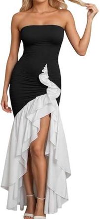 Generic Robe Femme Soiree Robe Cocktail Nouvelle Collection Femme Robe Bustier Élégante Fendue Coupe Ajustée Et Hanches Dénudéesrobe de Soirée Robe de Bal