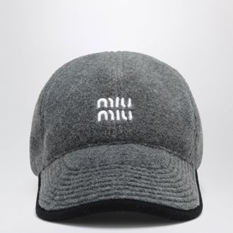 Miu Miu graue Fleece-Baseballm&uuml;tze