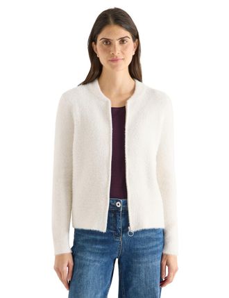 Cecil Jacquard Cardigan mit Zipper Light Greige XXL