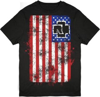 Rammstein T-shirt am&eacute;ricain noir, avec imprim&eacute; officiel du groupe de marchandise sur la poitrine et le dos, Noir, S