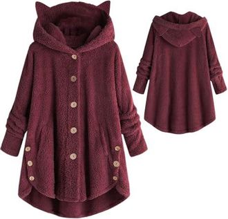 Generic Sweat &agrave; Capuche avec Oreilles, Sweat &agrave; Capuche avec Oreilles de Chat | Vestes Shaggy &agrave; Capuche boutonn&eacute;es,Sweat-Shirt &agrave; Capuche en, v&ecirc;tements dext&eacute;rie