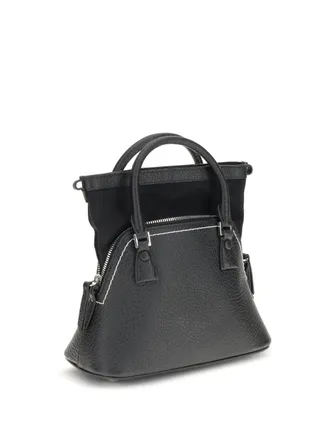 Maison Margiela Womens Leather Handbag 5ac Black Calf Shoulder Bags