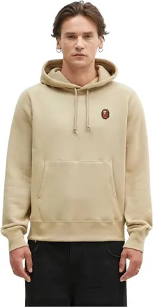 A Bathing Ape A Bathing Ape, Homme, Sweatshirts et sweats &agrave; capuche, Beige, Taille: L One Point Pullover Sweat &agrave; capuche