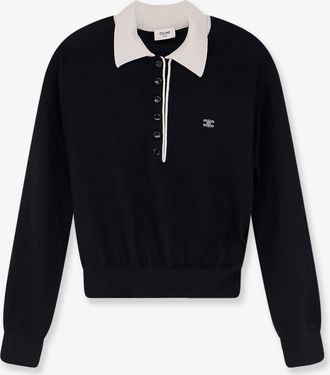 Celine Cashmere and silk polo with front logo embroidery - CELINE - gender_Woman