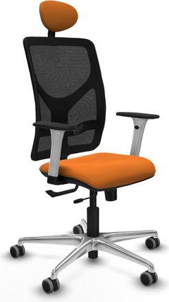 Piqueras y Crespo Neigbarer Schreibtischstuhl mit wei&szlig;en und schwarzen Armlehnen, h&ouml;henverstellbare Lendenwirbelst&uuml;tze und festes Kopfteil, ausgestattet mit Syncro/Tras