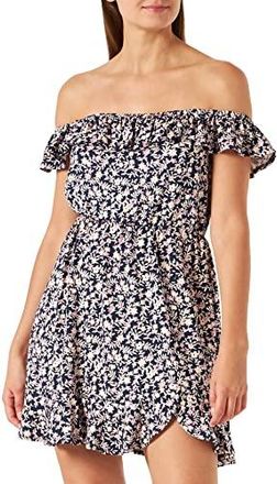 Springfield Robe Courte &Agrave; Volants, Imprim&eacute; Fond Blanc, Small Femme