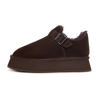 Cesare Gaspari Kakao Schnalle Shearling Loafer - Braun - - Shoes - Damen - Braun - 41 EU