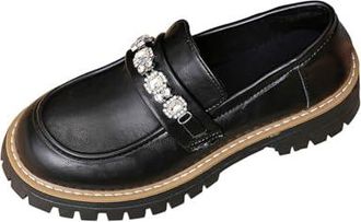 Generic Mocassins confortables &agrave; bout rond pour femme - Couleur unie - Talons &eacute;pais - Polyvalents - &Eacute;l&eacute;gants et d&eacute;contract&eacute;s - Chaussures habill&eacute;es &agrave; enfiler 