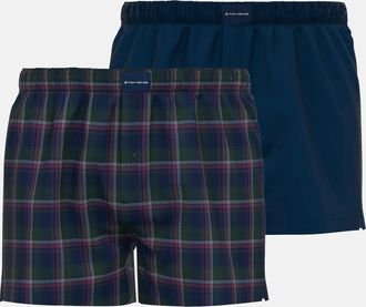 Tom Tailor Boxershorts TOM TAILOR Milos, Herren, Gr. 8 (XXL), blau (blau, dunkel, karo), Obermaterial: 100% Baumwolle, bequem, Unterhosen, bequem, leicht, Logopa
