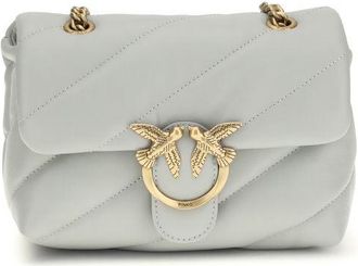 Pinko Graue Kalbleder Bos Taurus Schultertasche