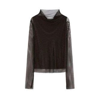 Sportmax Schwarzes Mesh-Top mit Strass - - Tops - Damen - Schwarzk - XS