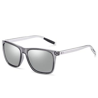 Generic Lunettes de soleil minimalistes &agrave; monture carr&eacute;e - Design polaris&eacute;, protection UV400, nuances dext&eacute;rieur tendance, Cadre gris transparent mercure blan