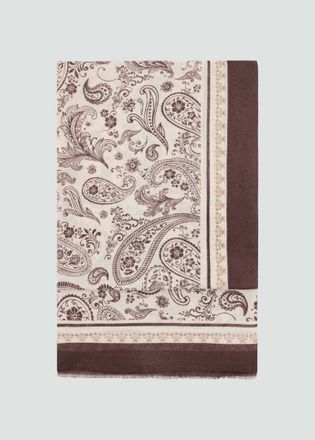 Mango Foulard imprim&eacute; paisley chocolat - Femme - Taille unique - MANGO