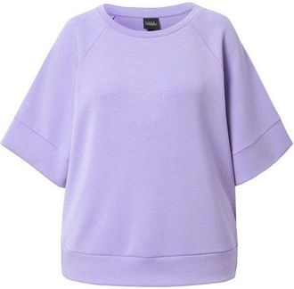 Ulla Popken Sweatshirt Sweatshirt Ziersteine Rundhals Halbarm Modalmix