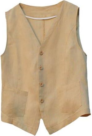 Generic Gilet sans Manche Femme Gilet Femme D&eacute;contract&eacute; Quotidien Ville Cardigan Fin Printemps-&Eacute;t&eacute; - Col V avec Poches, L&eacute;ger Et Color&eacute;