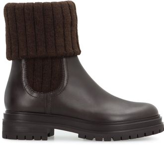 Gianvito Rossi Womens Chelsea Boots Tenney Leather Mocha Calf