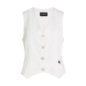 Karl Lagerfeld Femme, Vestes, Blanc, Taille: 42 FR Denim Vest
