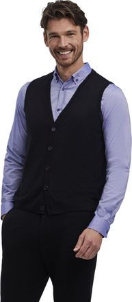 Falke Herren Strickjacke Basic New Merino Gilet M Ve Wolle weich elegant klassisch f&uuml;r Business und Freizeit 1 St&uuml;ck, Schwarz Black 3000, L
