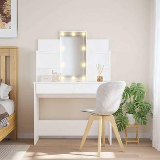 vidaXL Schminktisch mit LED-Leuchten Wei&szlig; 96x40x142 cm - Vidaxl