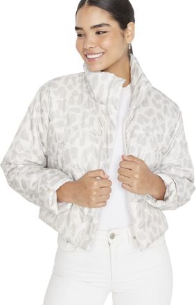 Trendyol Damen Trendyol Damen Oversize Puffer Animal Print Webstoff Winterjacke Coat, Grau-mehrfarbig, L EU