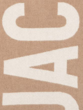 Jacquemus Logo Intarsia Virgin Wool Scarf - Taupe
